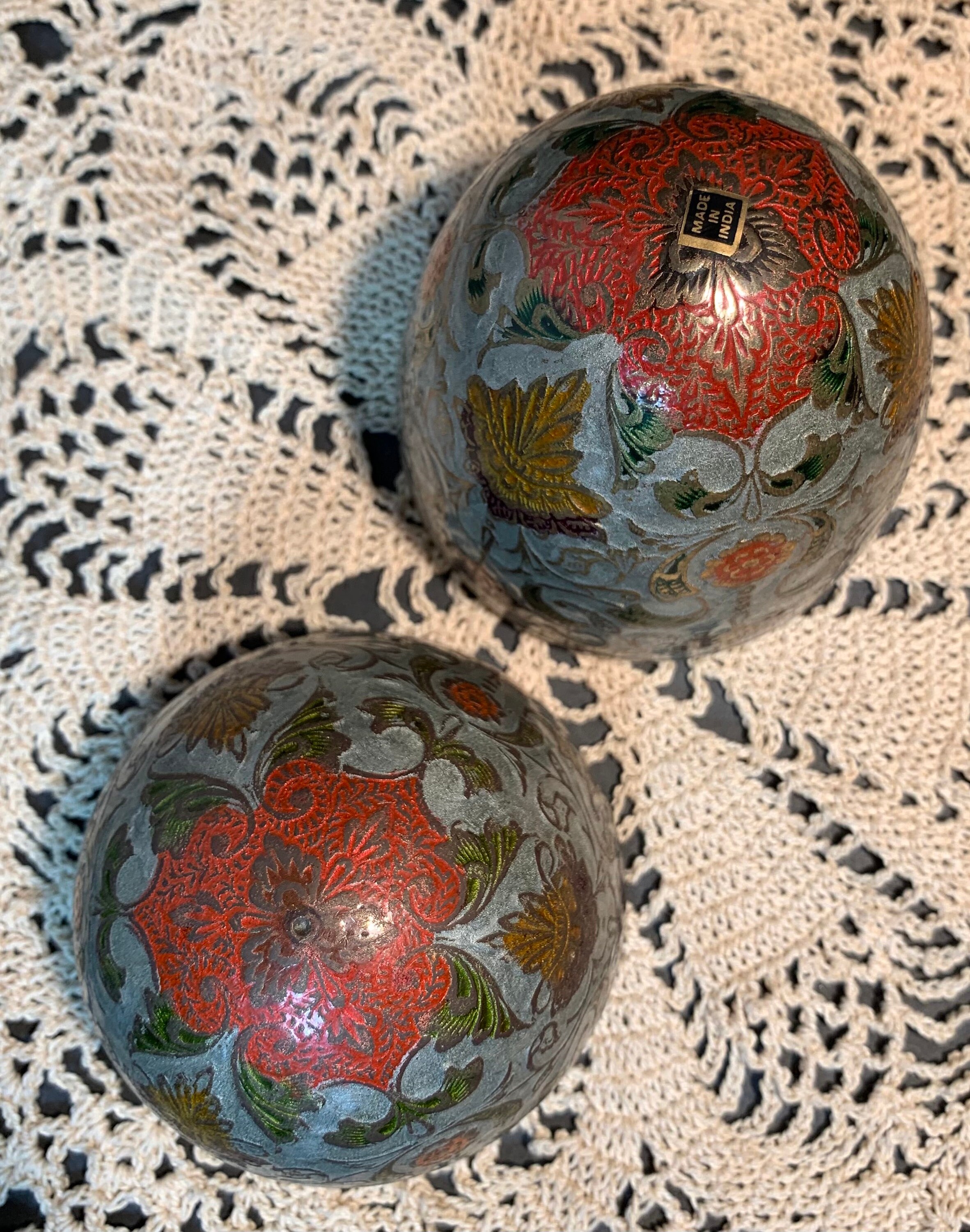 Vintage Brass Egg Box on Stand With Floral Design, Large Brass Egg ...
