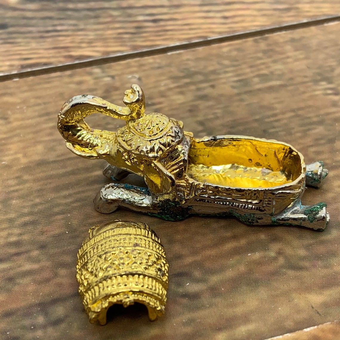 Elephant Trinket Box Silver and Gold Toned Elephant Souvenir | Etsy
