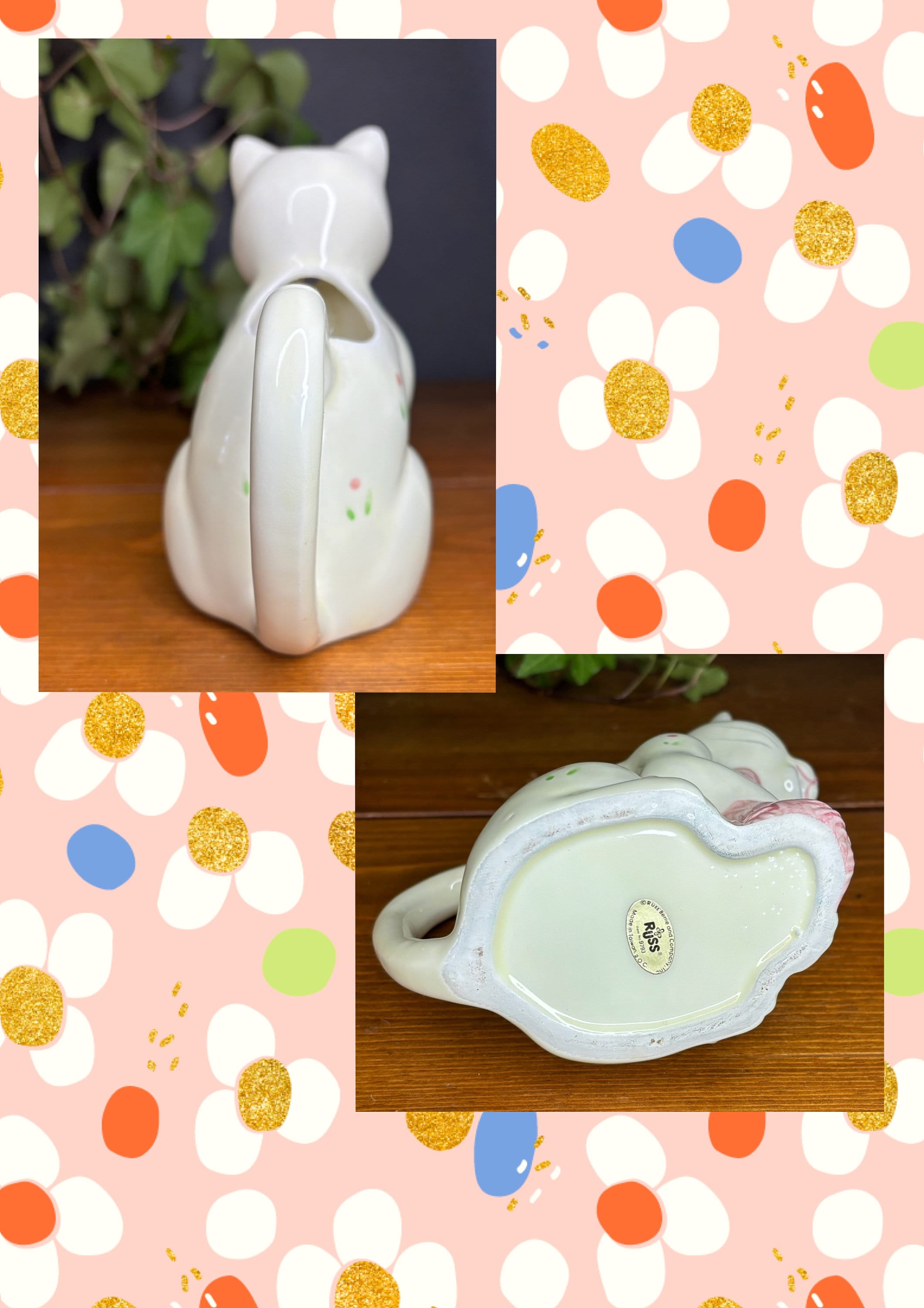 Vintage Russ Cozy Cat Creamer Pitcher and Cozy Kitty Cat Salt and ...