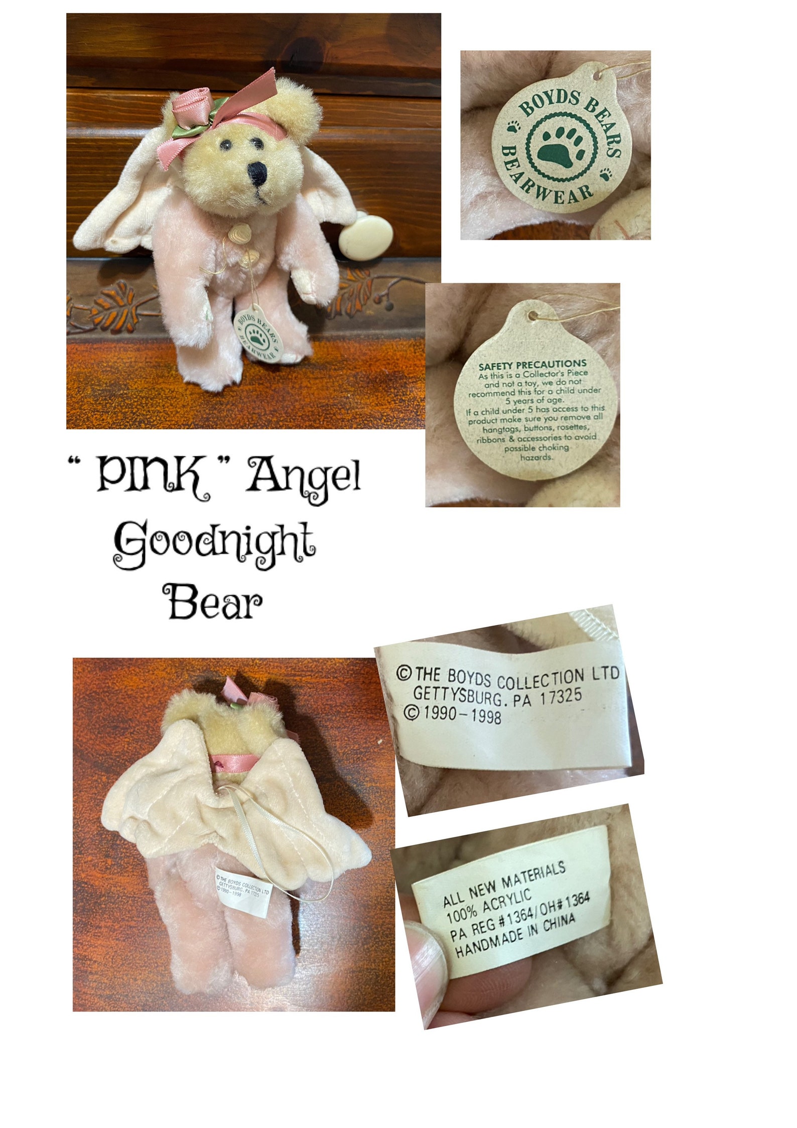Boyds Bears Plush Angel Bear Ornaments - Serena Goodnight, Cassie ...