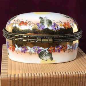 Limoge China Trinket Jewelry Box, Oval Limoge Ring Box With Floral ...