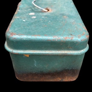 Vintage Teal Metal Toolbox | Rustic Industrial Lunchbox | Mid Century ...