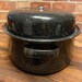 Black Enamelware Roasting Pan, Vintage Turkey Roaster, Dutch Oven - Etsy