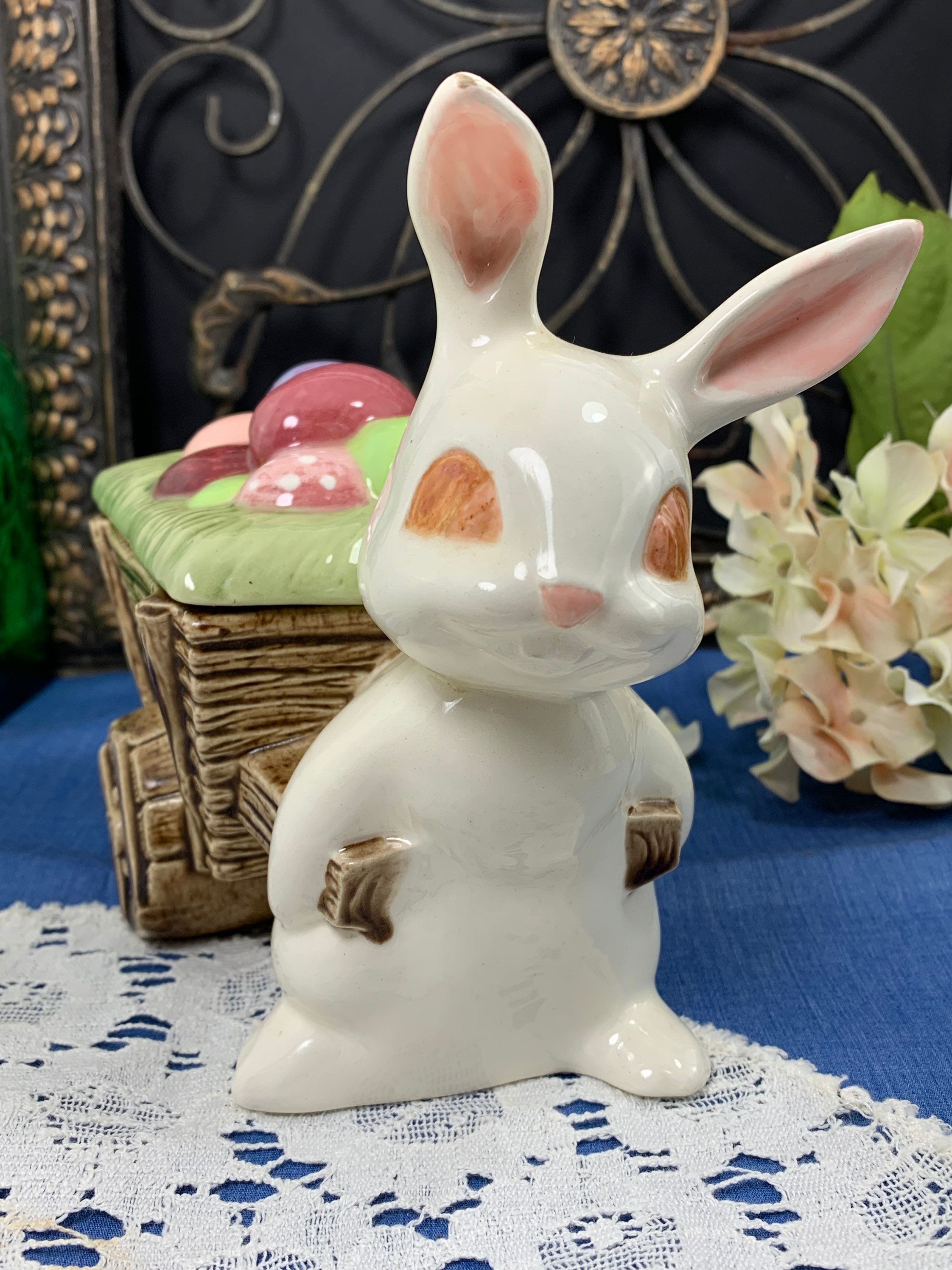 Vintage Bunny Rabbit Candy Dish/planter Easter Bunny Figurine - Etsy