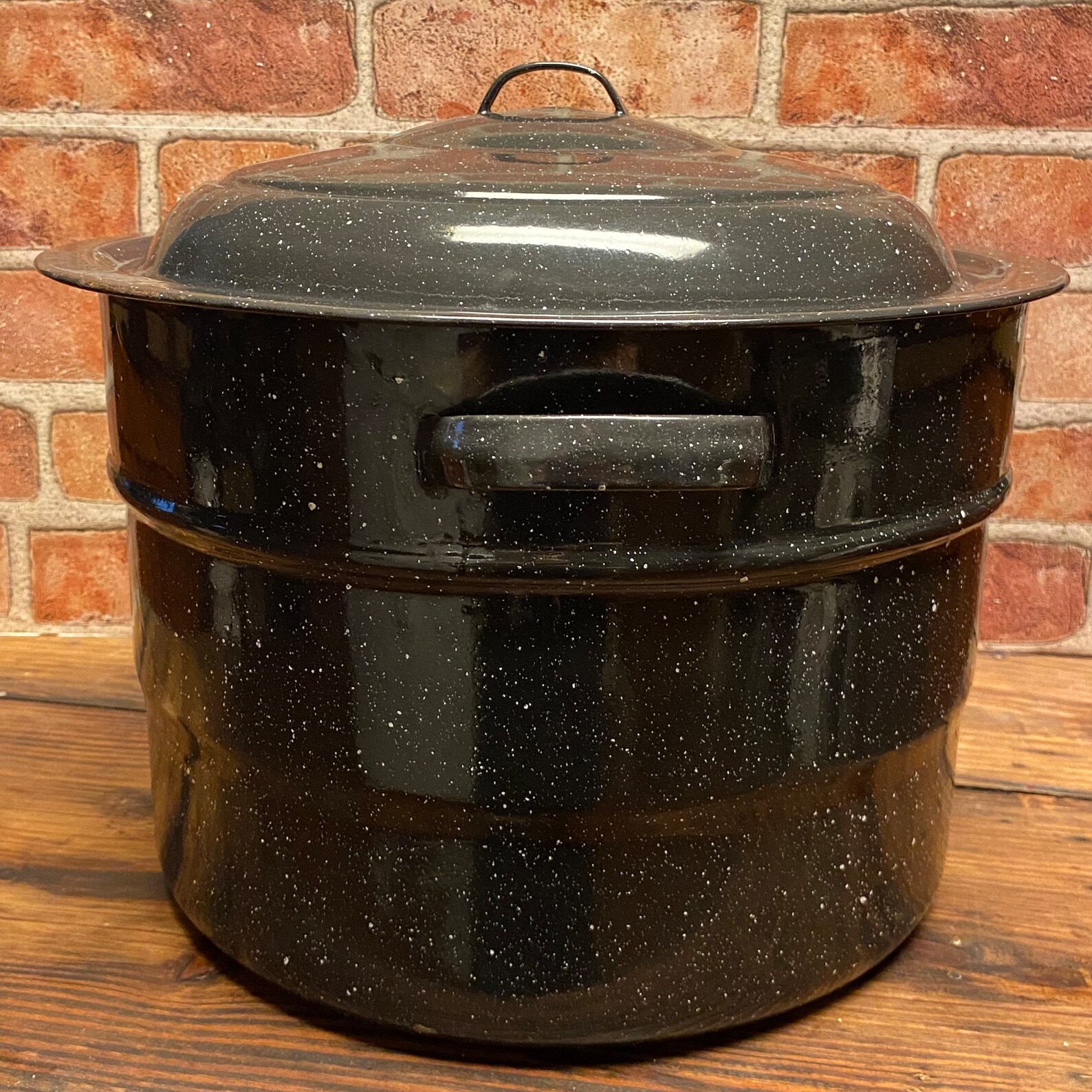 Granite Ware Black Enamel Canning Pot Enamelware Stock Pot - Etsy