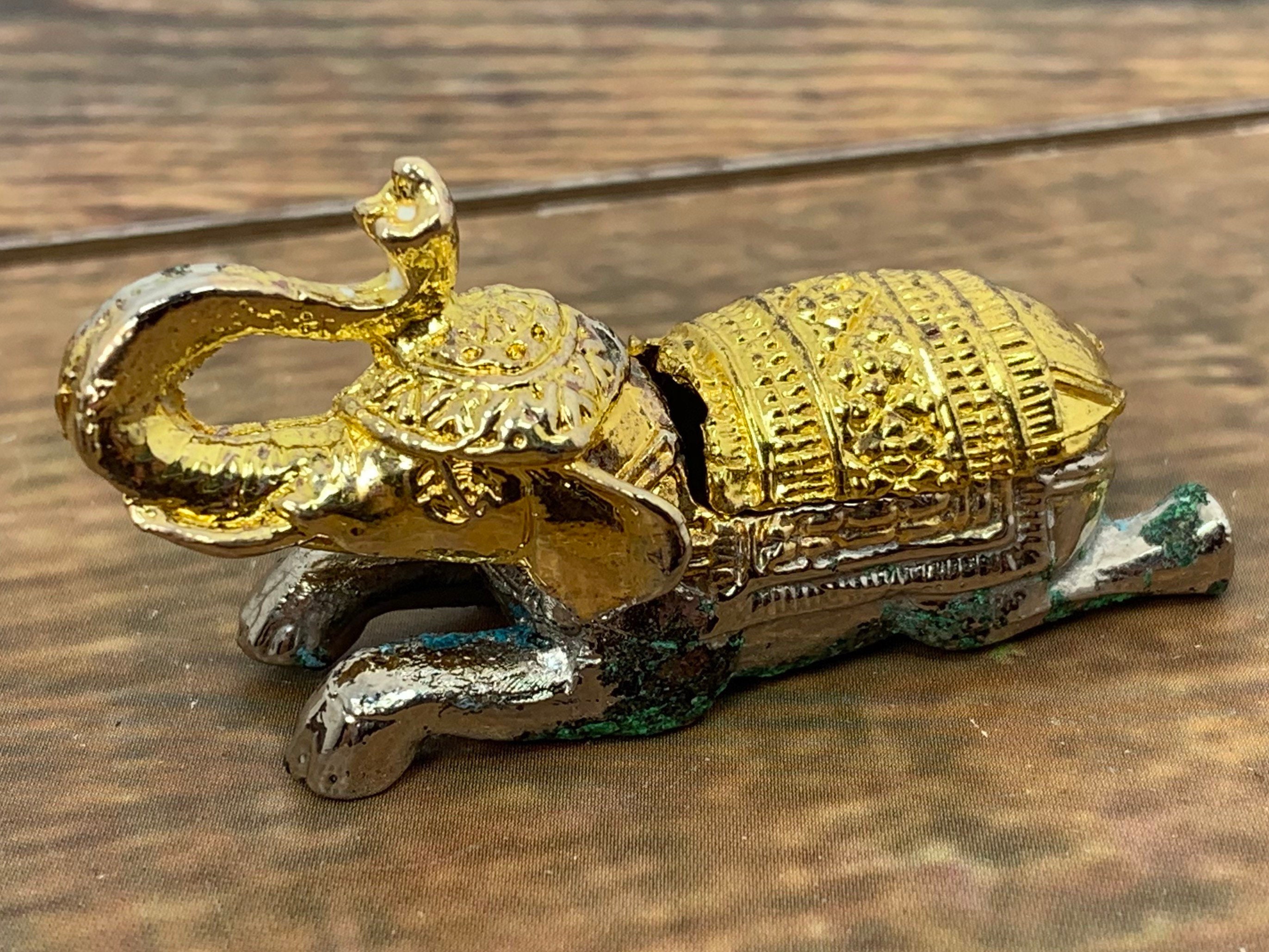 Elephant Trinket Box Silver and Gold Toned Elephant Souvenir | Etsy