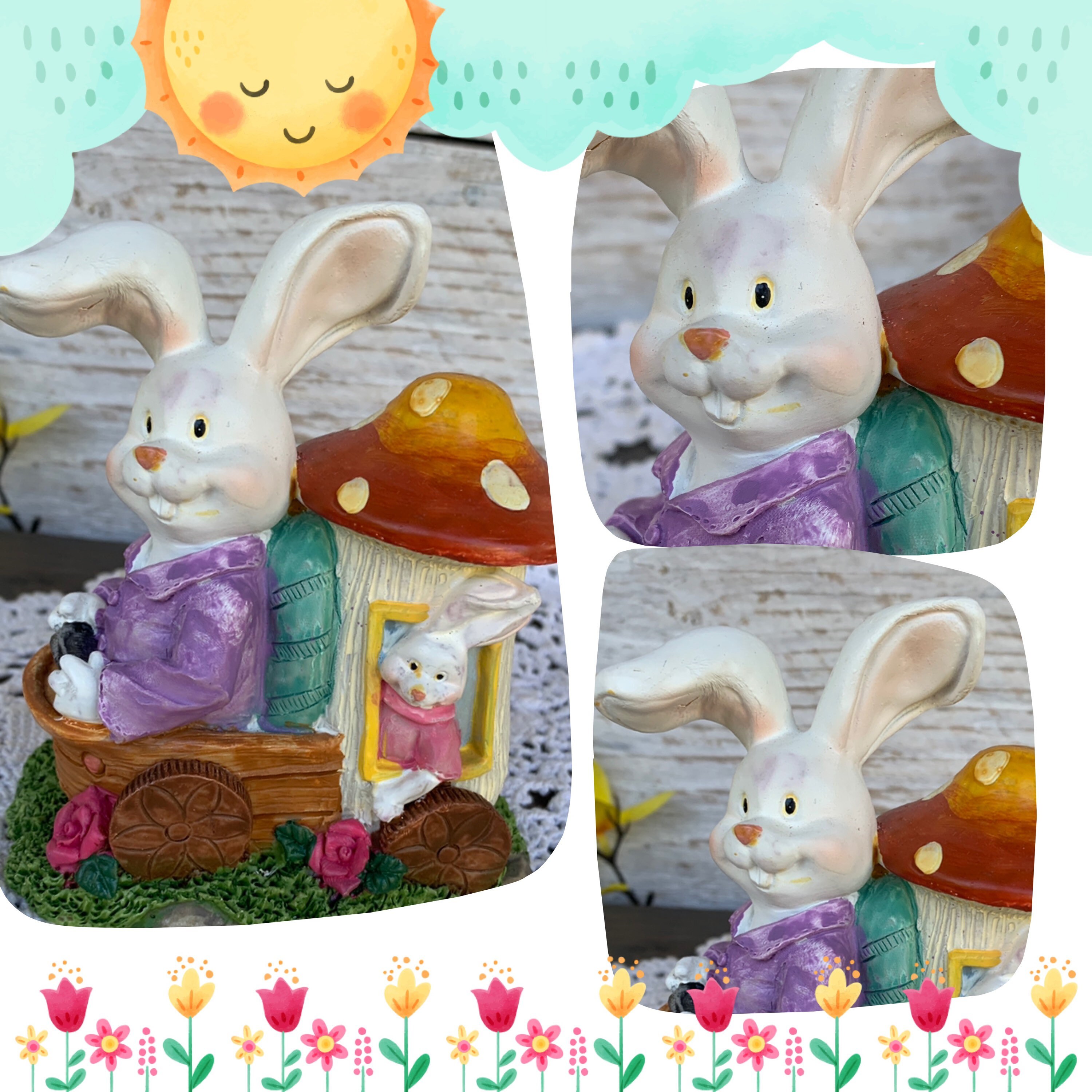 Vintage Bunny Rabbit Figurines Easter Bunny Easter Decor | Etsy