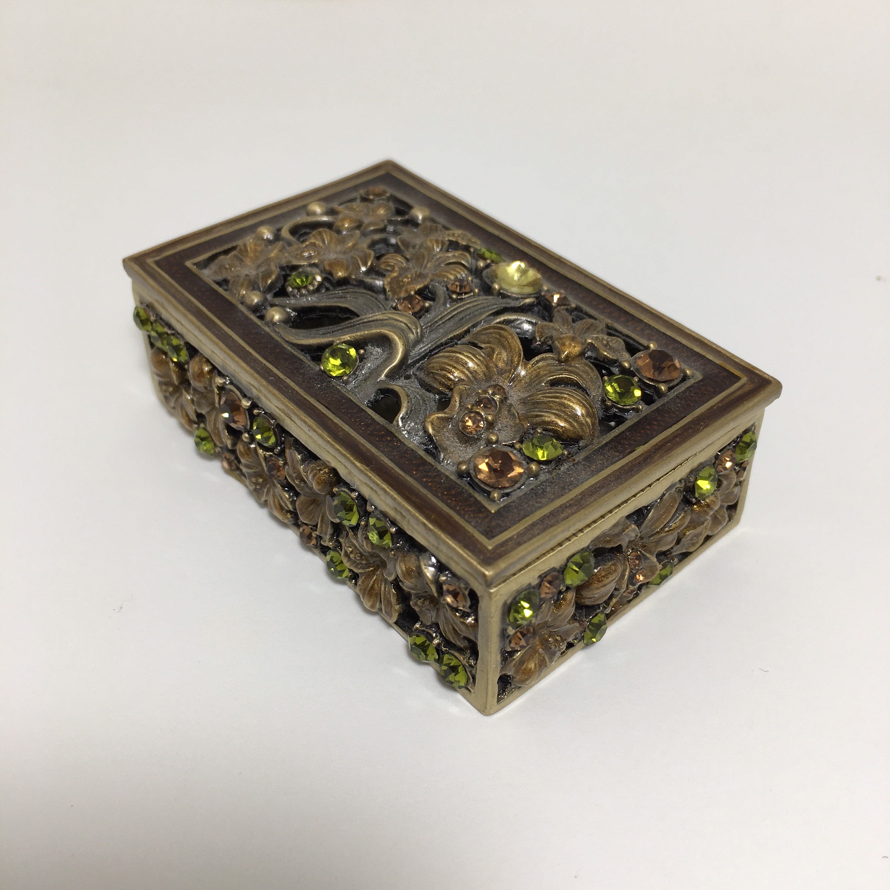 Jewelry Box Trinket Box Enameled Metal Rhinestones Feminine | Etsy