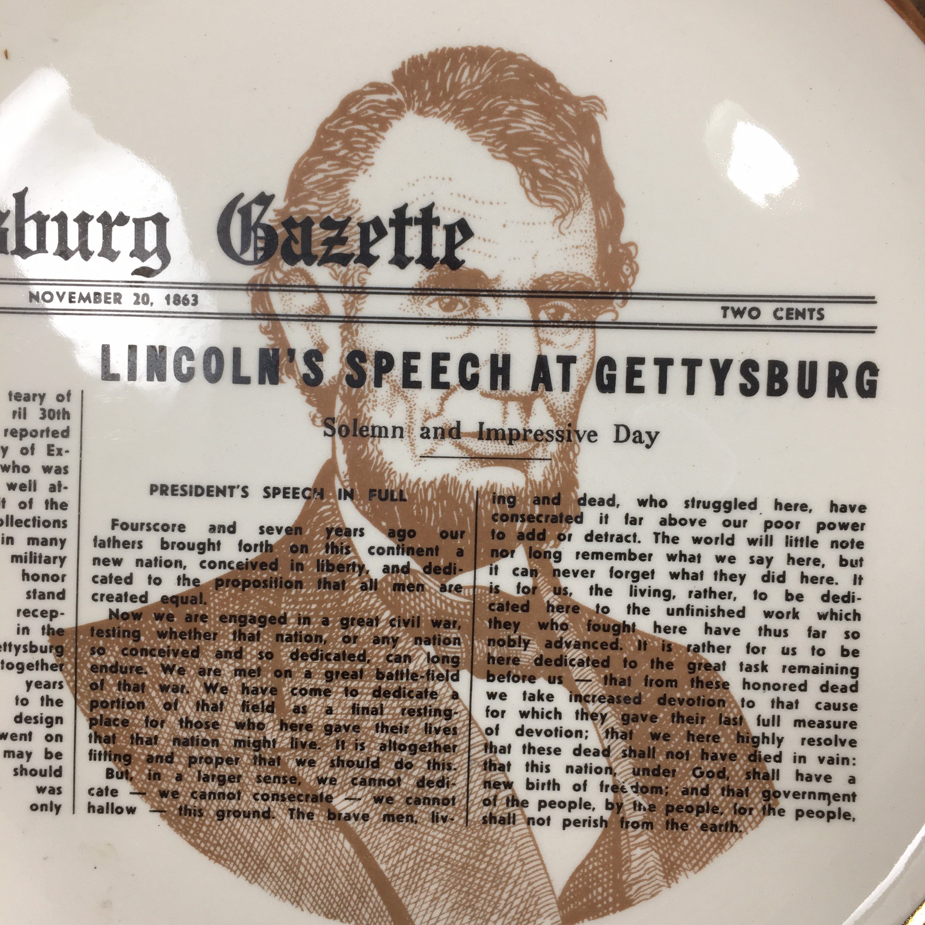 Gettysburg Address Collectible Plate - Etsy