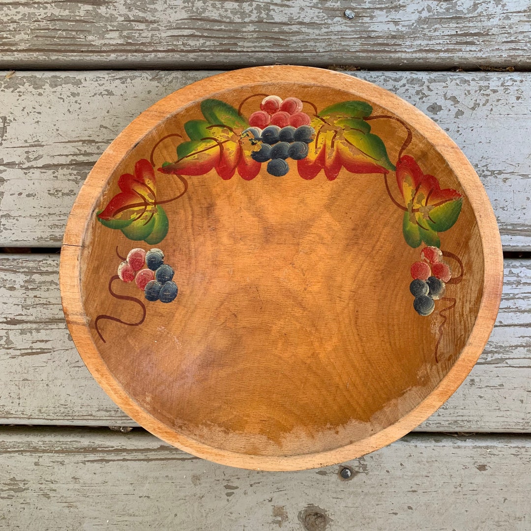 Vintage Wooden Tole Ware Fruit Bowl, Wood Bowl, Kitchen Decor - Etsy