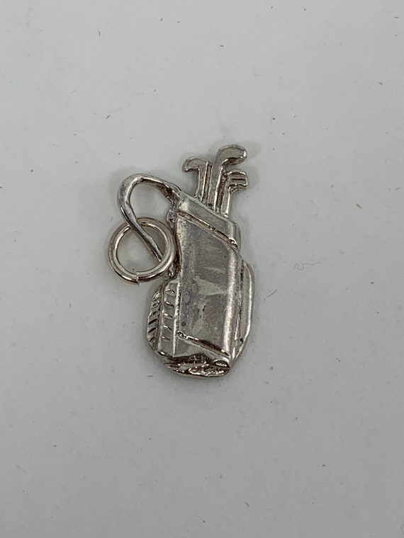 Silver Golf Bag Charm Sterling 925 Golfing Dangle 3/4… - Gem