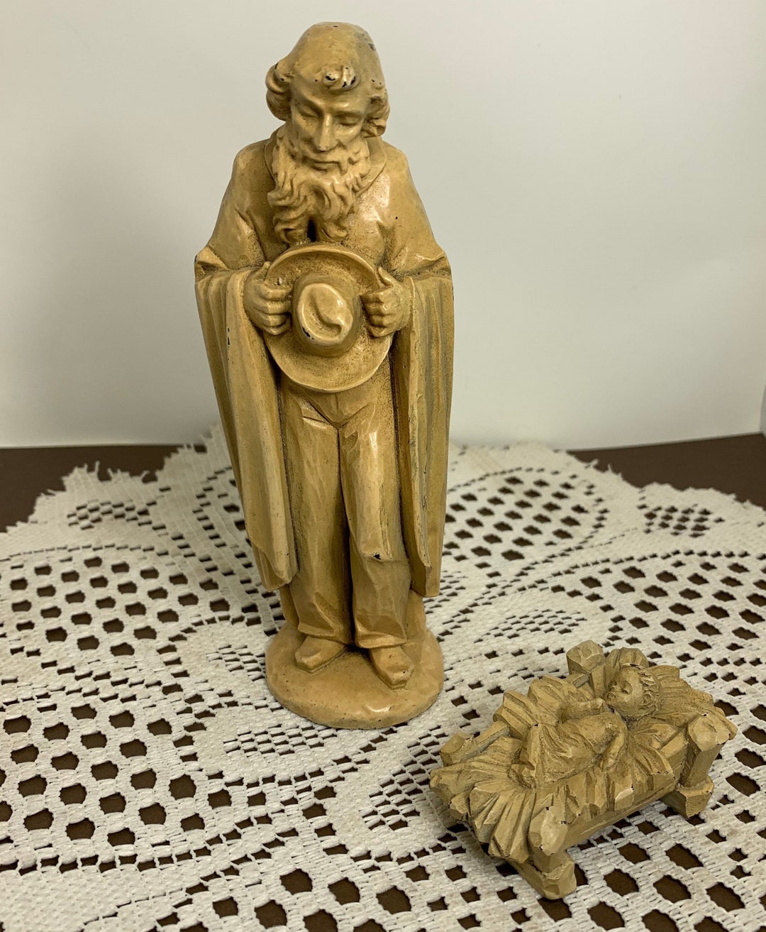 Hand Carved West Germany Nativity Figurine Herdsman and Baby Jesus ...