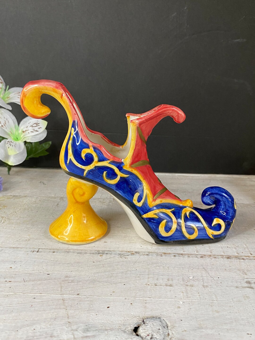 Decorative Ceramic Shoe Figurine - Elf Shoe, Jester Shoe - Etsy