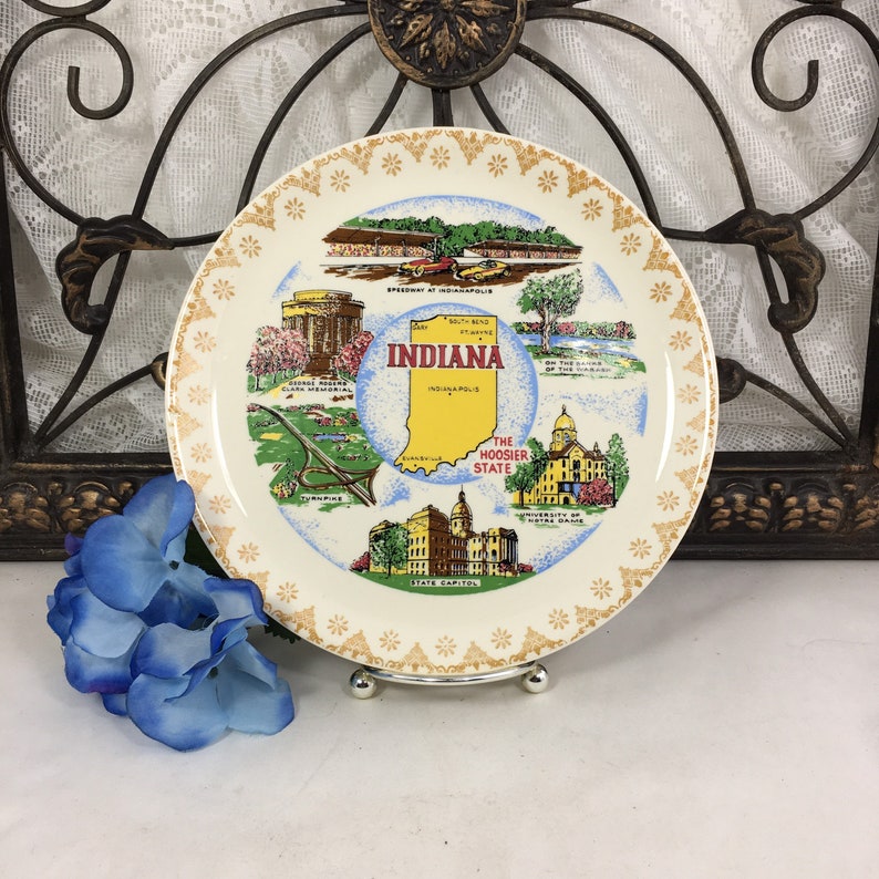 Indiana Collectible Souvenir State Wall Plates, Vintage the Hoosier ...