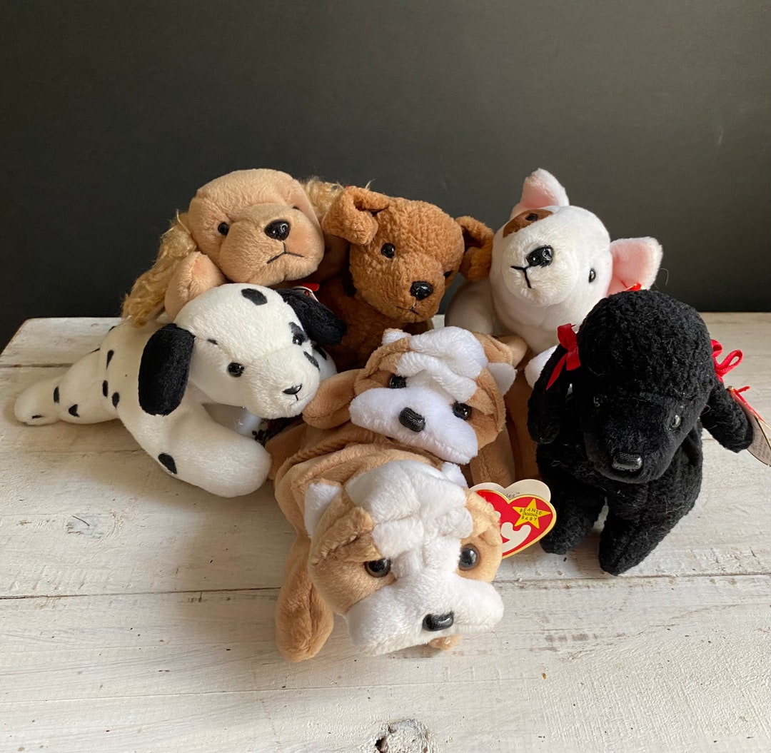 Ty Beanie Baby Choice of Dogs - Butch, Dotty, Dalmatian, Gigi Poodle ...