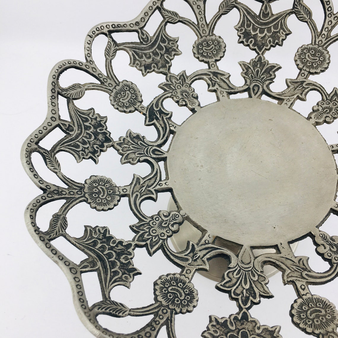 Decorative Footed Metal Serving Tray Pierced Metal Tray - Etsy