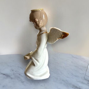 Vintage Rare Sansco Porcelain Angel Figurine W/ Gold Trim Holding Book ...