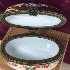 Limoge China Trinket Jewelry Box, Oval Limoge Ring Box With Floral ...