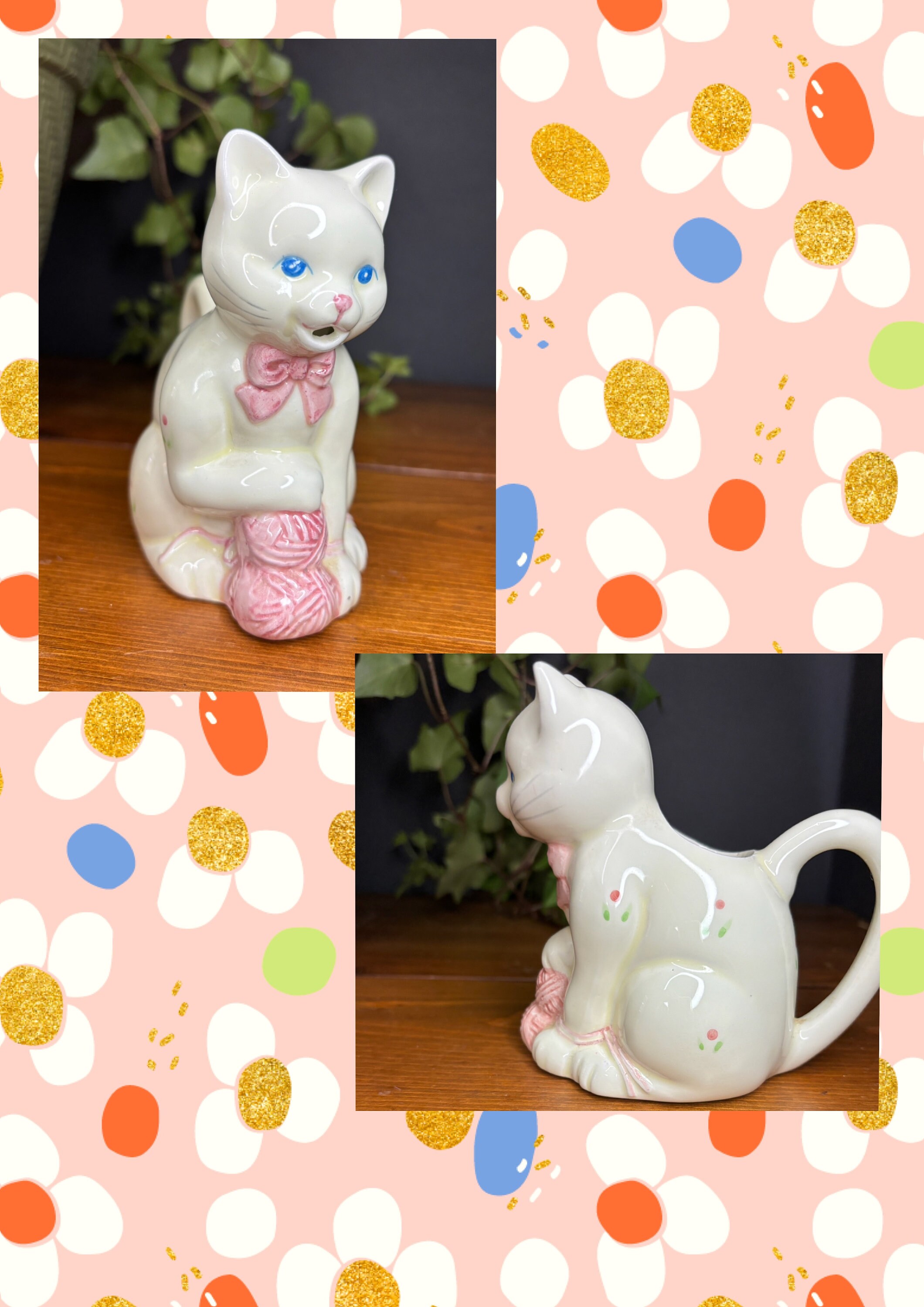 Vintage Russ Cozy Cat Creamer Pitcher and Cozy Kitty Cat Salt and ...