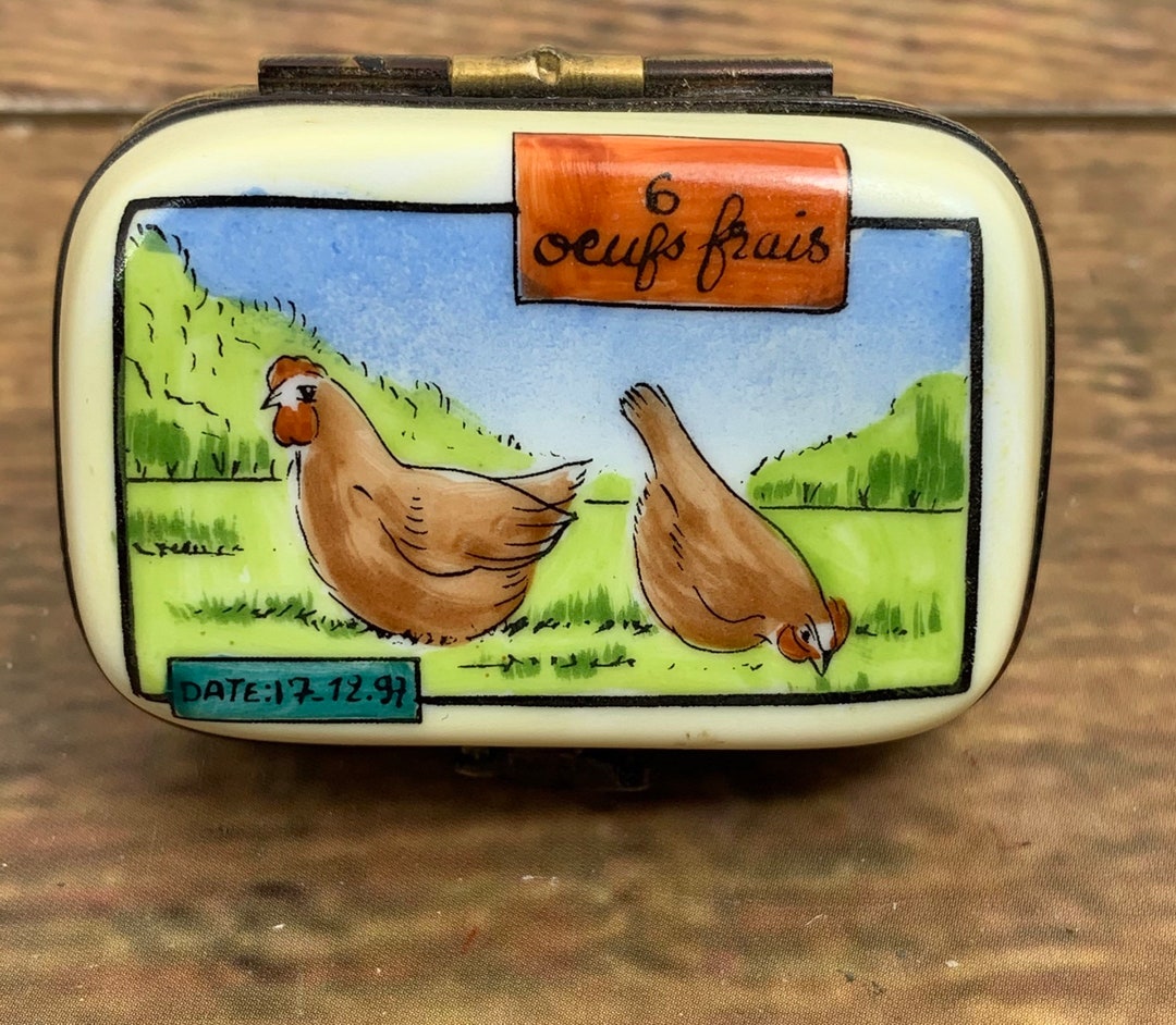 Limoges Trinket Box, Peint Main Rochard Limoges France Egg Carton With ...