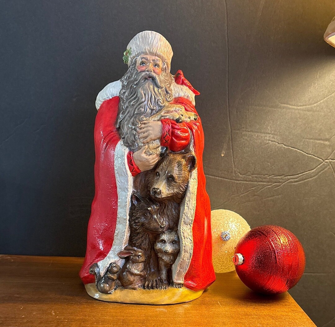 Vintage Woodland Santa Claus With Wildlife Figurine - Etsy
