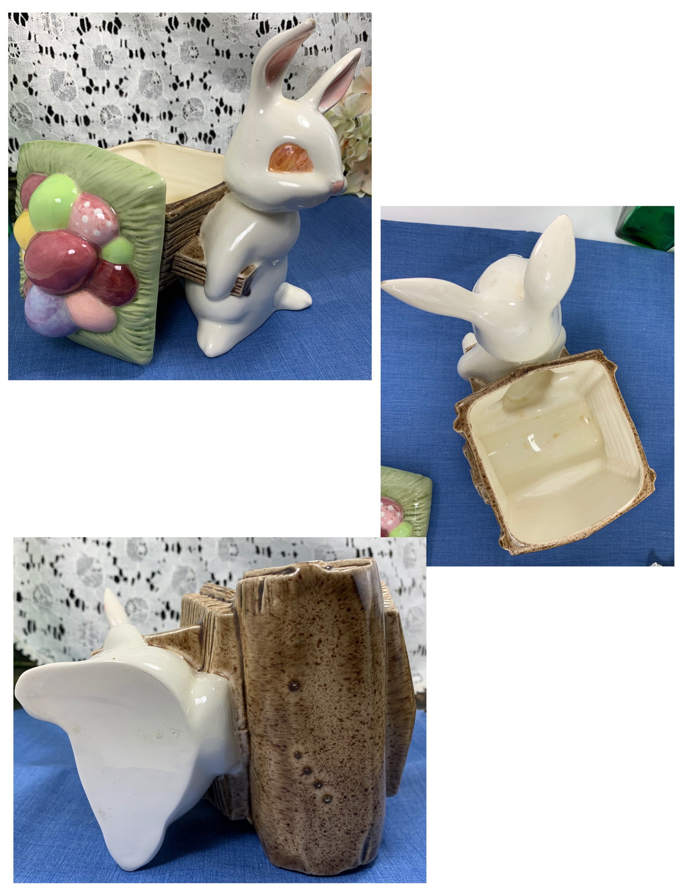 Vintage Bunny Rabbit Candy Dish/planter Easter Bunny Figurine - Etsy