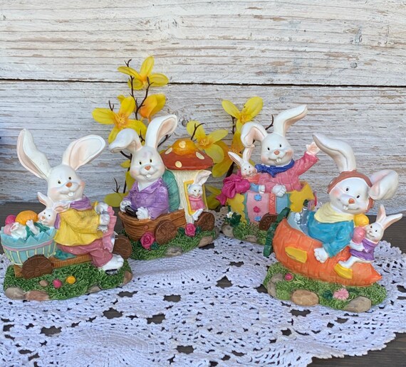 Vintage Bunny Rabbit Figurines Easter Bunny Easter Decor | Etsy