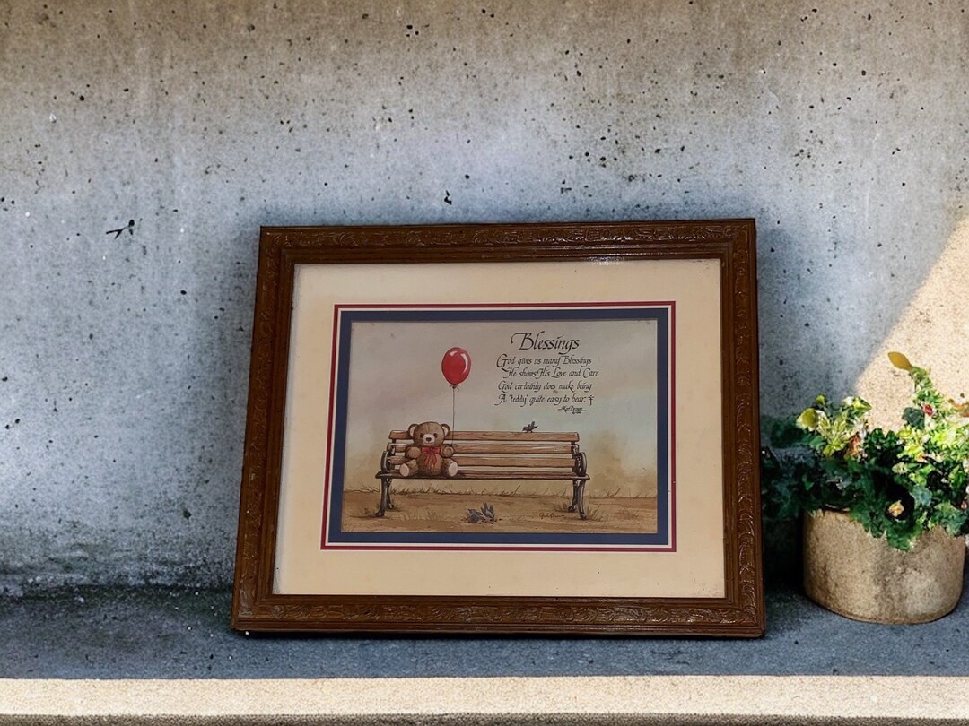 Blessings Framed Teddy Bear Print by Kent and Gail Brown 1986 - God ...