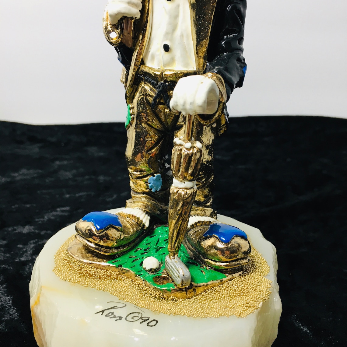 Rare Ron Lee Golfer Clown Statue Black and Gold Onyx Base 1990 | Etsy