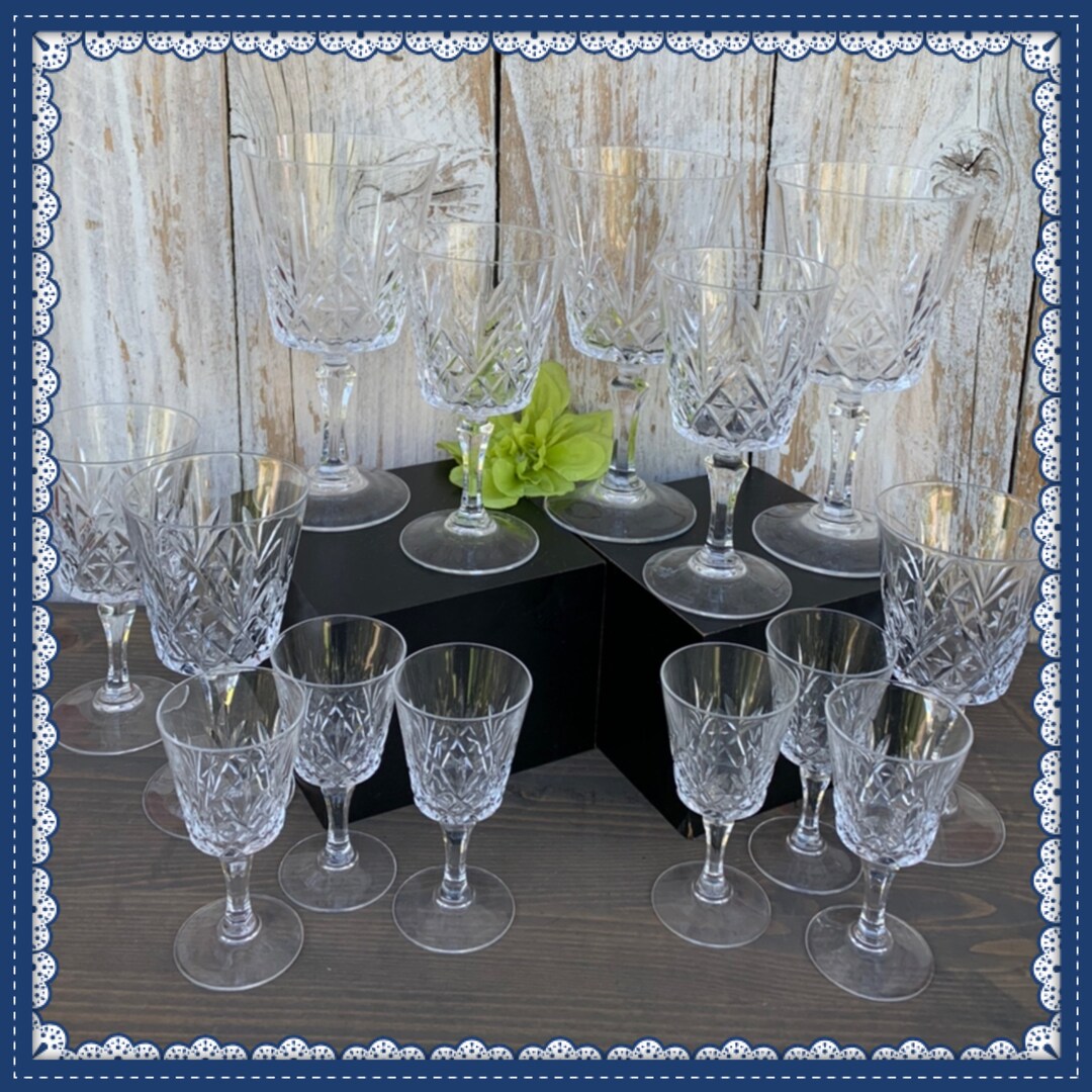 CRISTAL D’ARQUES-DURAND Chantilly Taille Beaugency Wine Glasses Cordial ...