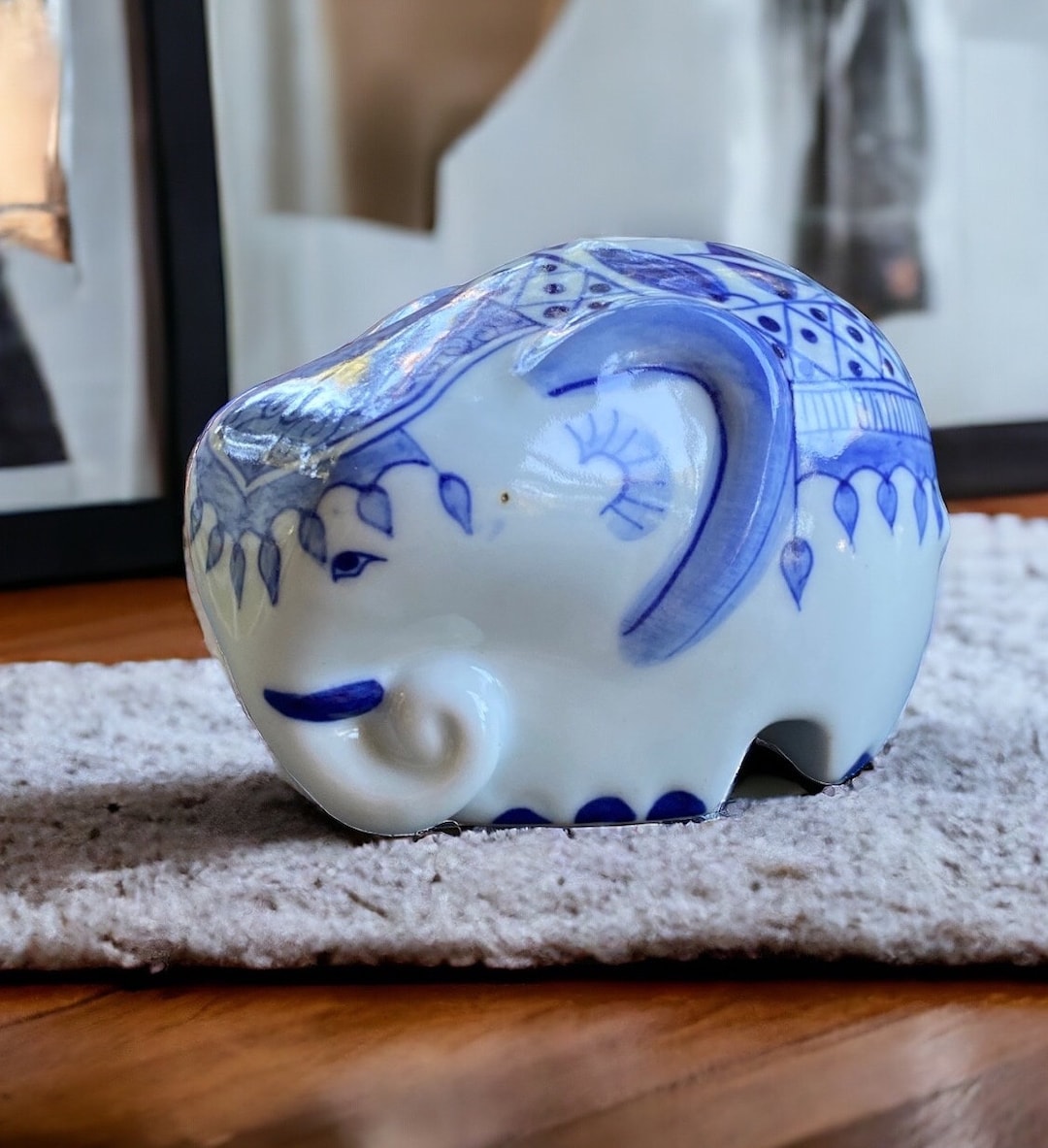 Ceramic Elephant Bank in Blue and White - Vintage Portugal Elephant ...