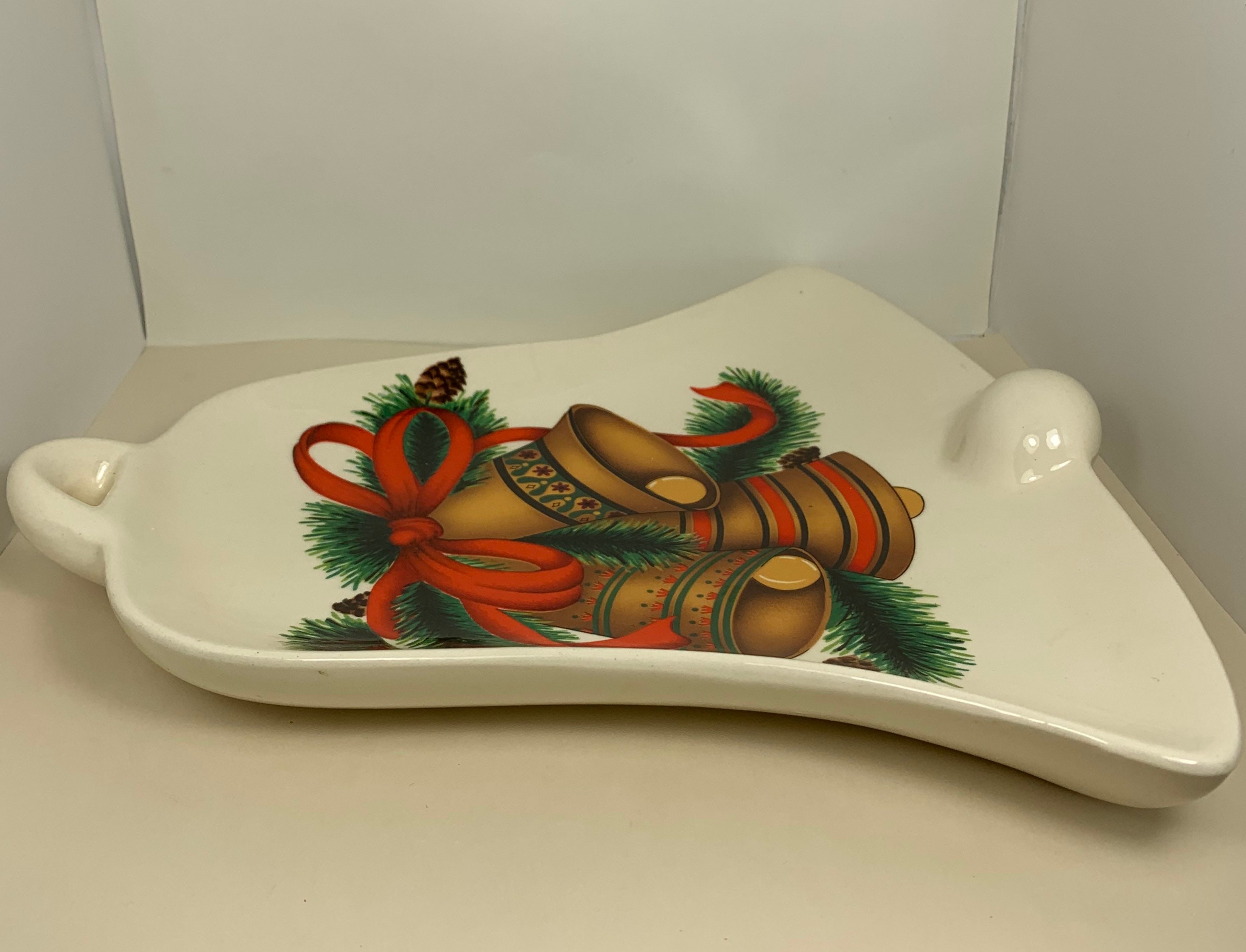 Christmas Bell Shaped Dish, Christmas Serving Platter, Dessert Tray ...
