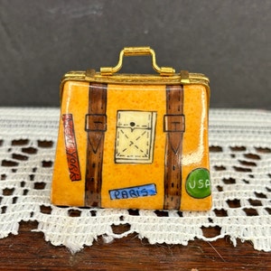 Vintage Paris Suitcase Limoges Trinket Box, New York Suitcase, USA ...
