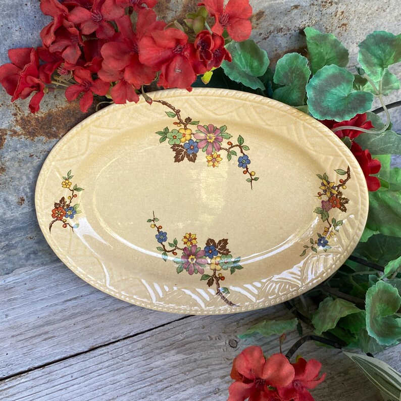 Serving Platter by Sheffield Ware Oval Plate With Floral - Etsy