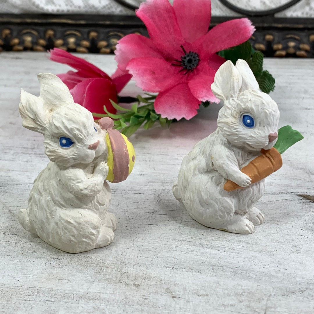Vintage Bunny Rabbit Figurines by Russ Berrie, Miniature Rabbit ...