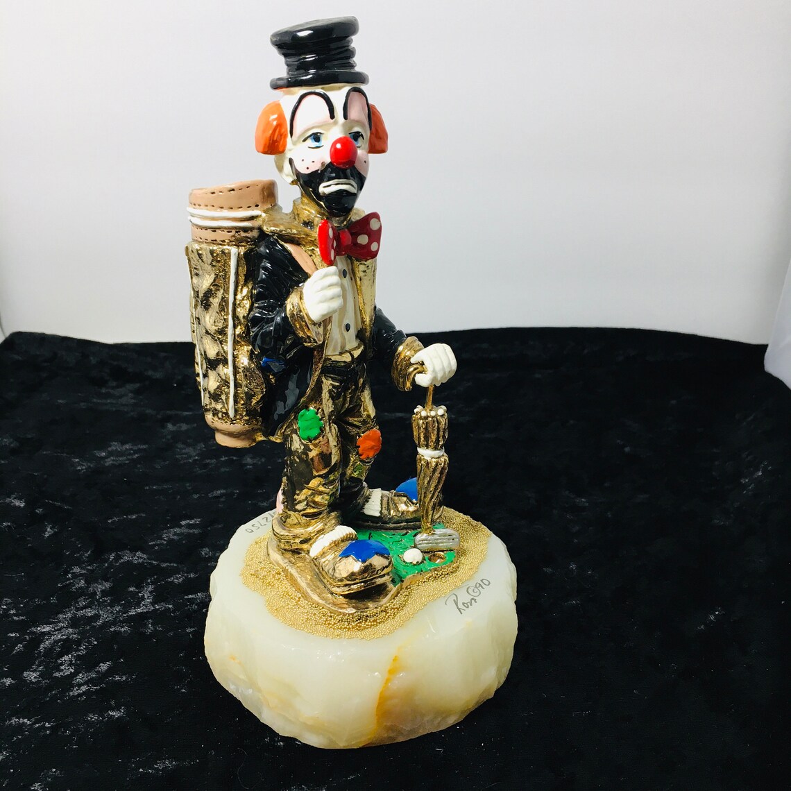 Rare Ron Lee Golfer Clown Statue Black and Gold Onyx Base 1990 | Etsy