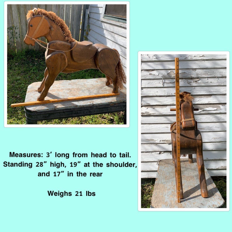 Vintage Wooden Rocking Horse Traditional American - Etsy