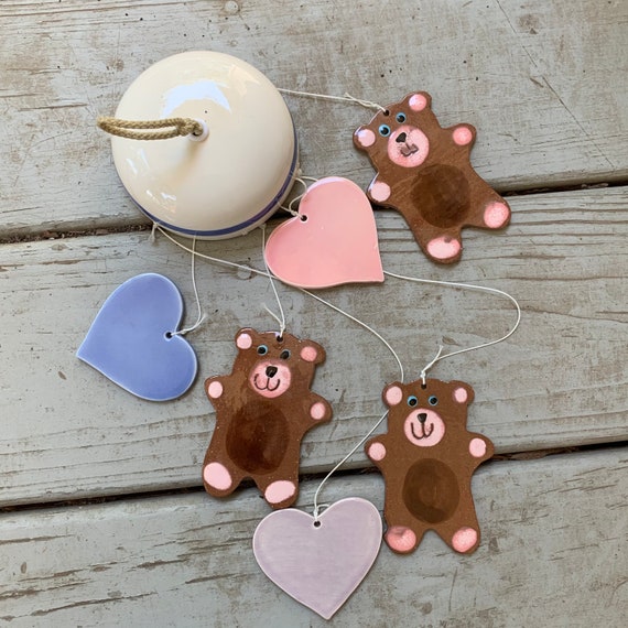 Vintage Wind Chimes With Ceramic Teddy Bears Ceramic Teddy - Etsy