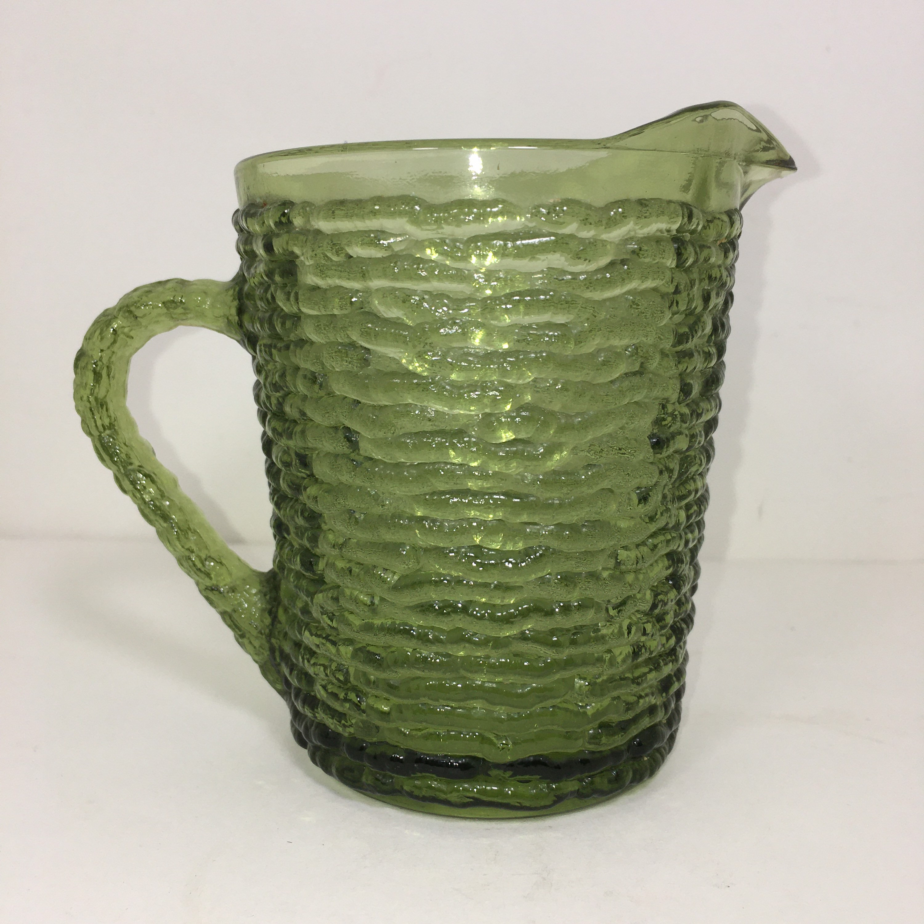 Anchor Hocking Green Glass Creamer Miniature Pitcher Rippled | Etsy