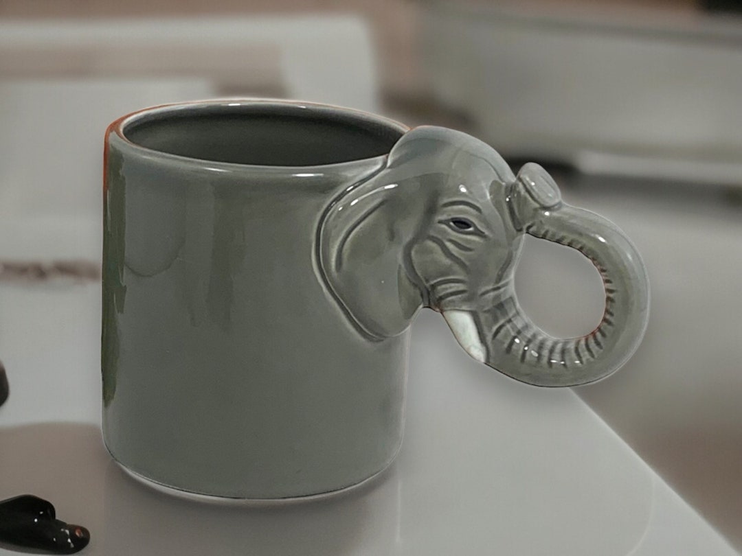 Elephant Mug With Trunk Handle, Elephant Coffee Cup Mug Ceramic by ...