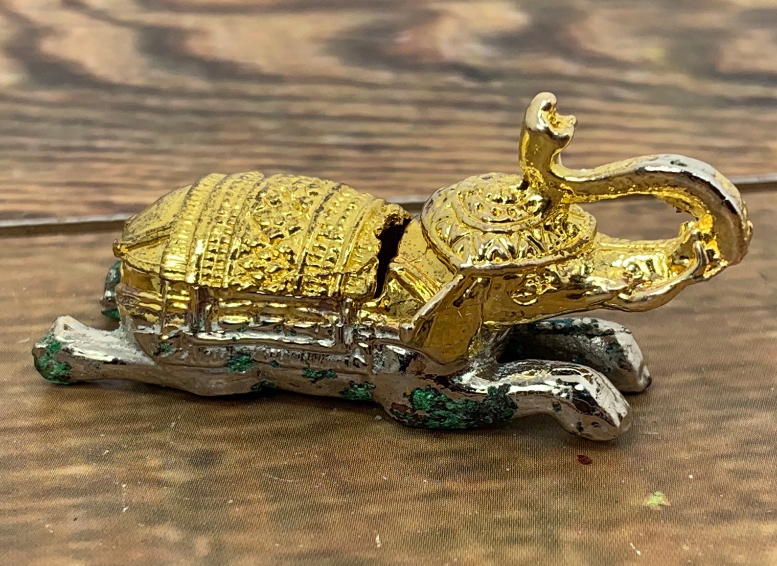 Elephant Trinket Box Silver and Gold Toned Elephant Souvenir | Etsy