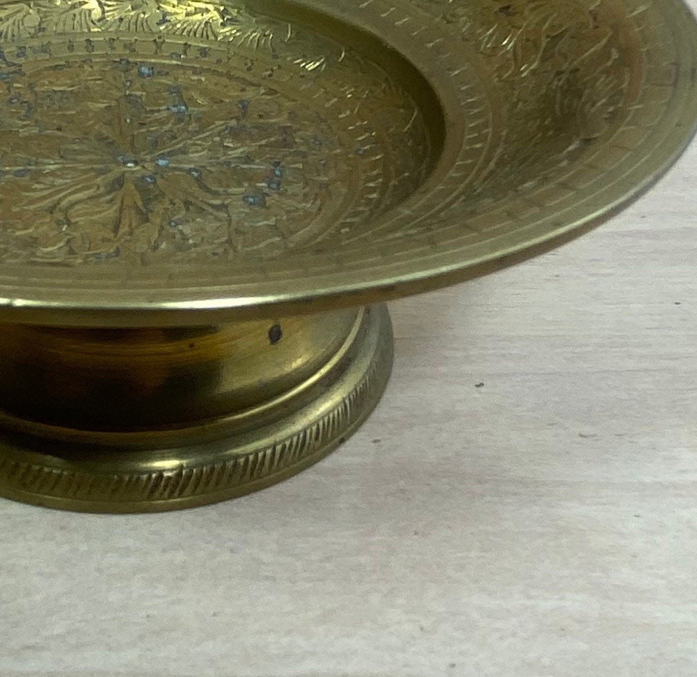 Vintage Brass Bowl Pedestal Brass Dish Bohemian Brass Bowl - Etsy