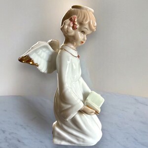 Vintage Rare Sansco Porcelain Angel Figurine W/ Gold Trim Holding Book ...