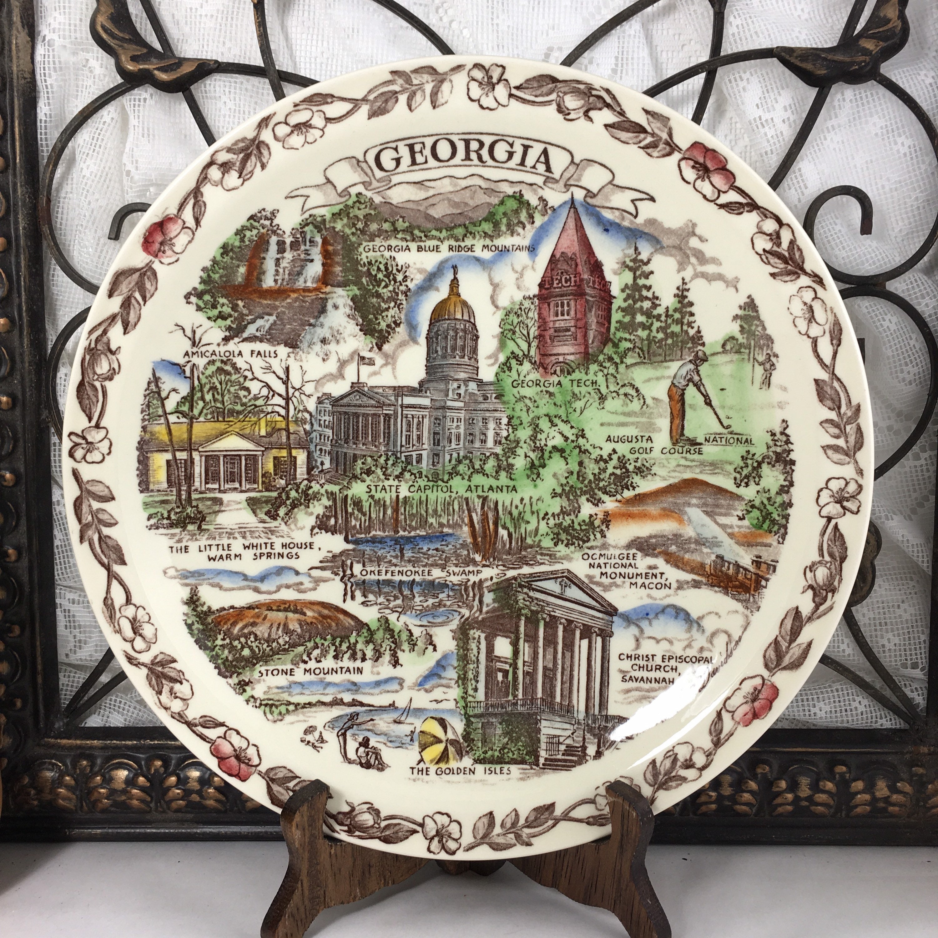 Georgia State Souvenir Plate Wall Decor Vintage Vernon Kilns - Etsy
