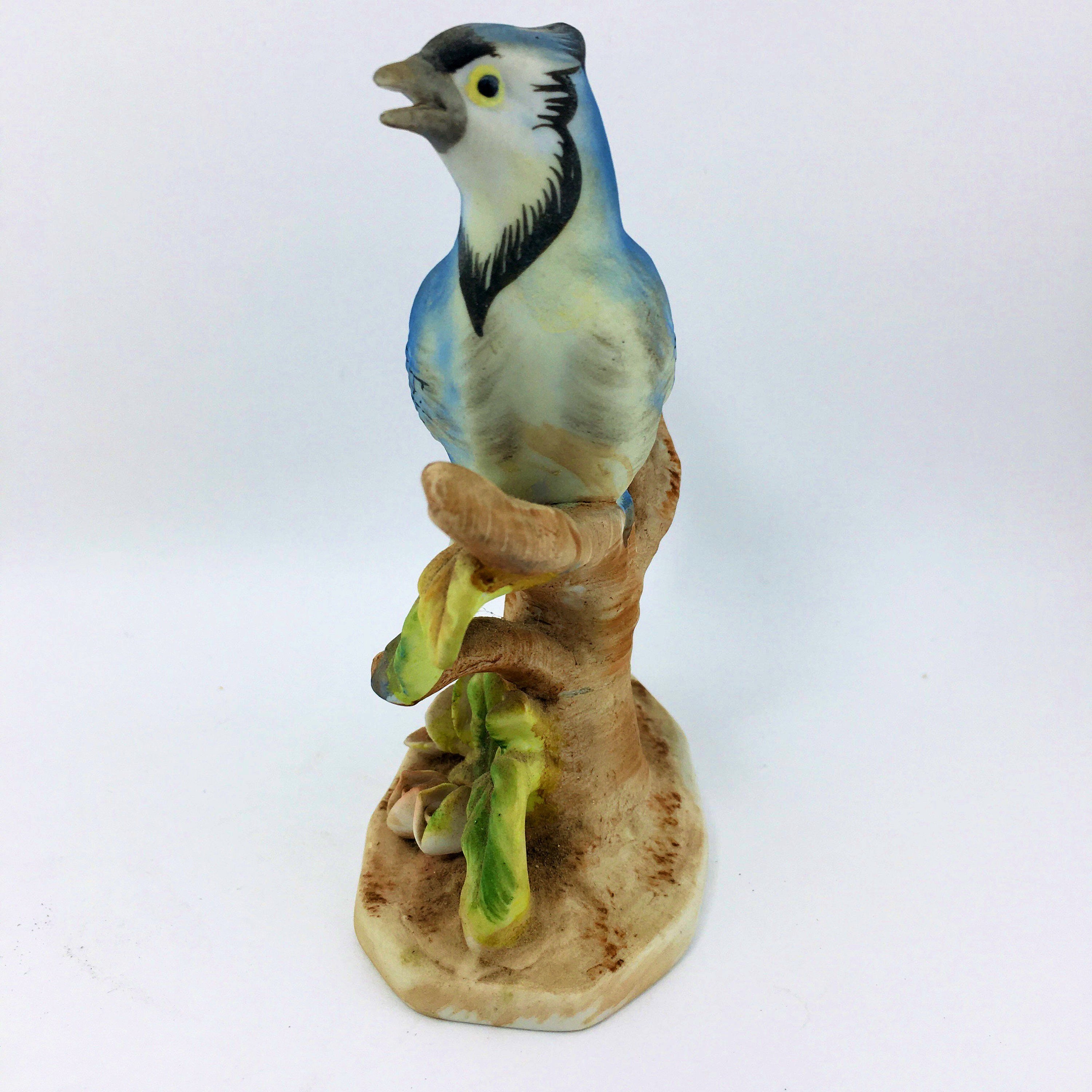 Royal Crown Blue Jay Bird Sitting on A Flowering Limb Figurine | Etsy