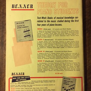 Theory for Piano Students Lora Benner Book One Piano Book - Etsy