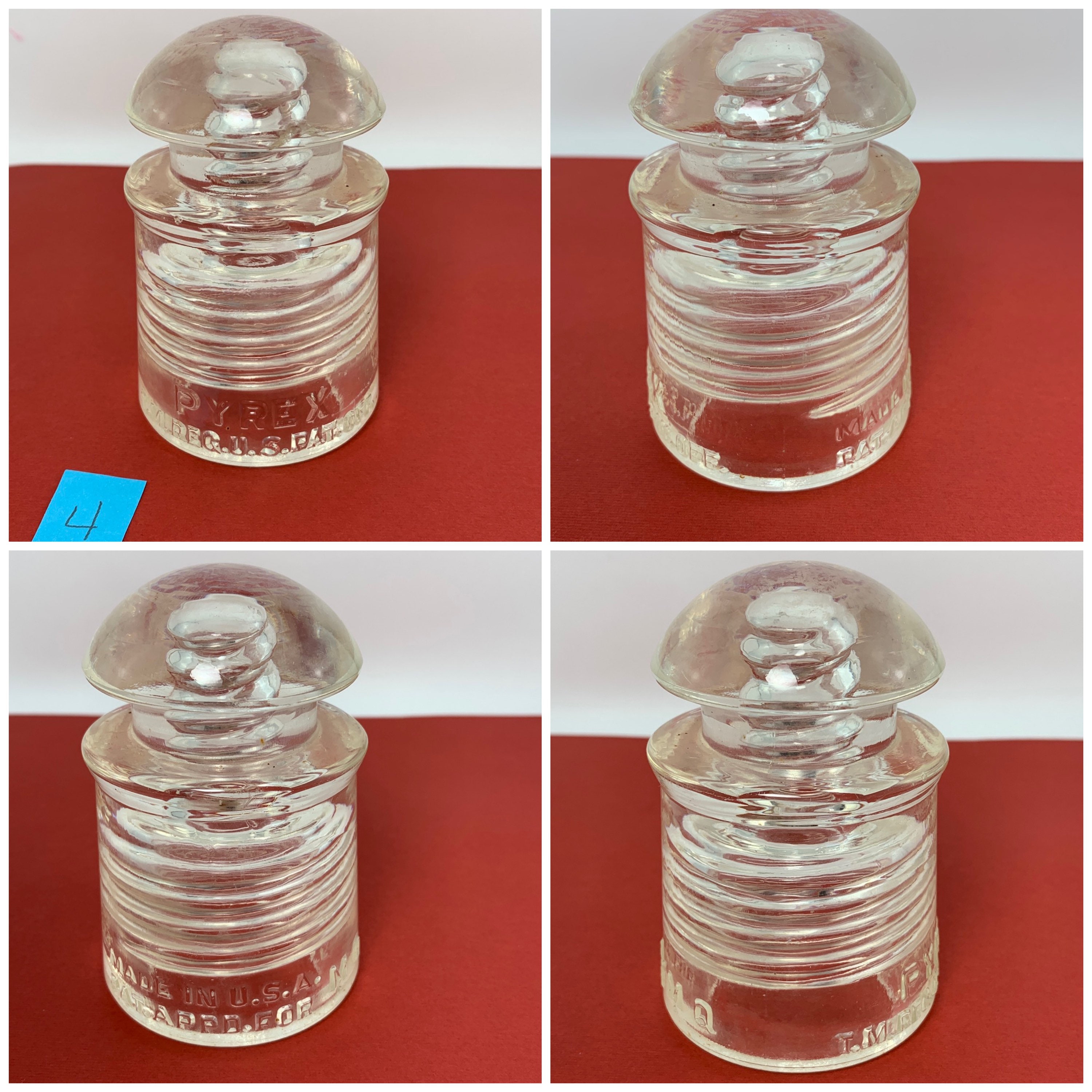 PYREX 4” Clear Glass Insulator Made in the USA Telephone Wire Insulator ...