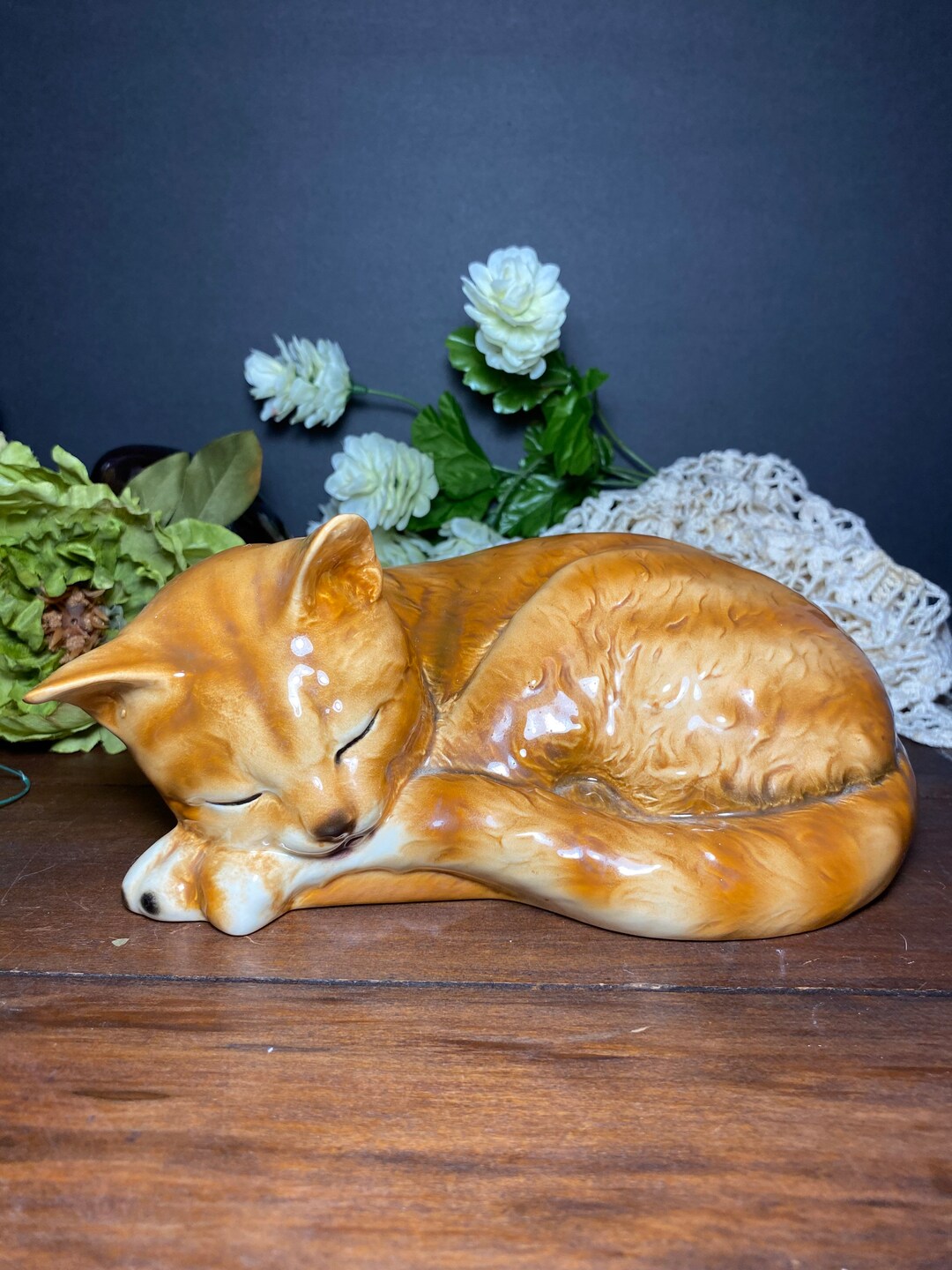 Vintage Sleeping Orange Tabby Cat Figurine by Goebel, Napping Cat - Etsy