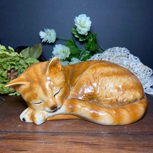Vintage Sleeping Orange Tabby Cat Figurine by Goebel, Napping Cat - Etsy