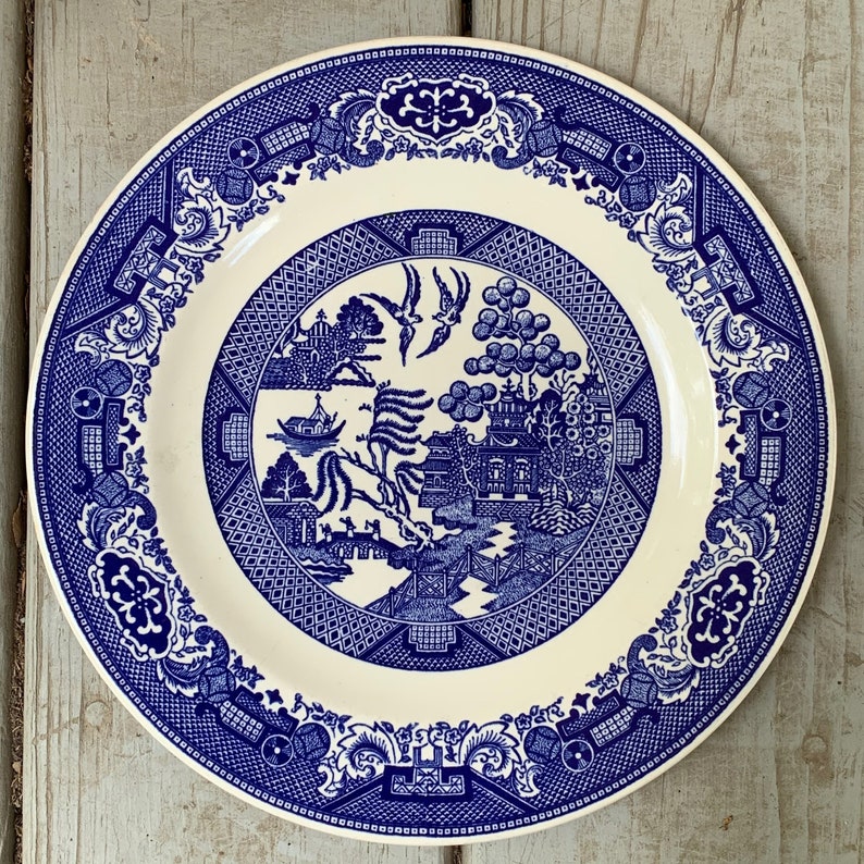 Willow Ware by Royal China C53 Underglaze Green Writing - Etsy